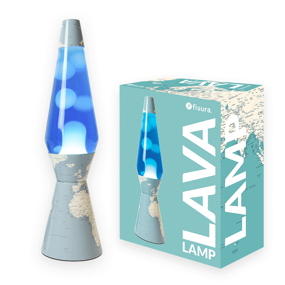 Lámpara de lava Bullet Mundo, líquido azul y lava blanca