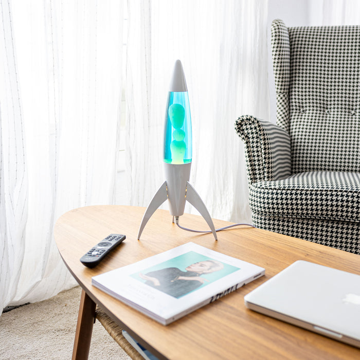 Lámpara de lava rocket azul