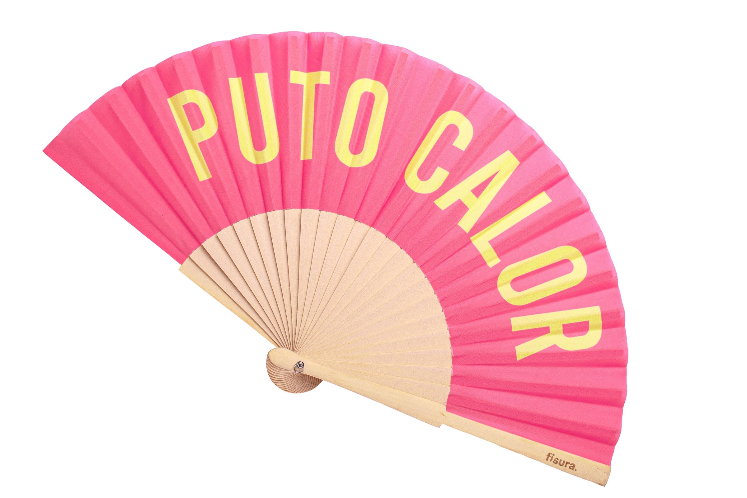 Abanico "Puto calor" rosa